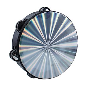 AUEAR, Double Row Jingles Handheld Tambourine Creative Wooden Drum for Adults Percussion Musical Educational Toy Party Game Church (1-Pack, 8 Inch, Reflective)