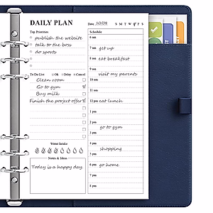 ZGMJ Undated Daily Planner Refill - A5 Day Planner Insect To Do List, 100 Sheets/200 Pages Planner and Lined Refill, 6-Hole Punched, 100 gsm White Paper, 5.8'' x 8.3''