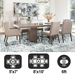 BESTSWEETIE Area Rug 8x10 Rugs for Living Room 8 x 10 Washable Rugs Non Slip Vintage Boho Living Room Rugs for Bedroom Dining Room, Distressed Pattern Carpet, Gray Black