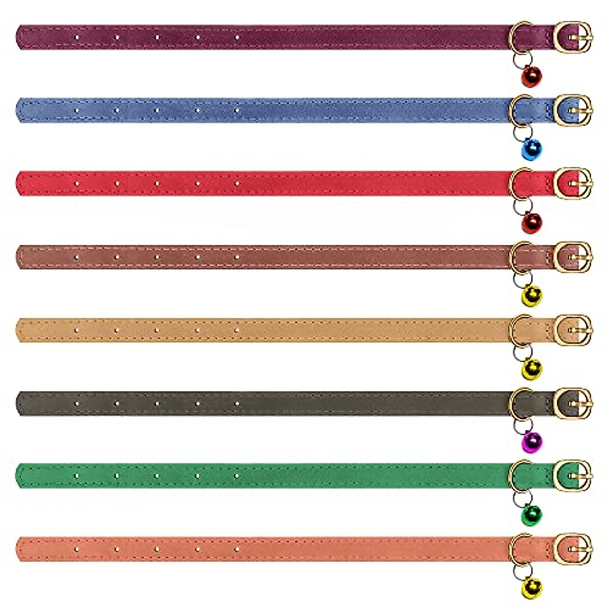 Cat Collar Adjustable Soft Genuine Leather Pet Collars for Cats Kitten Puppy Small Dogs (Burgundy)