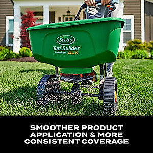 Scotts Turf Builder EdgeGuard DLX Broadcast Spreader - Holds Up to 15,000 sq. ft. of Lawn Product Green