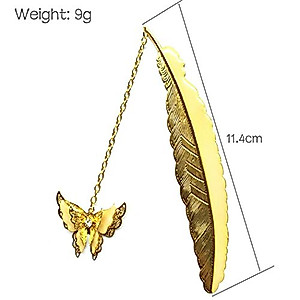 CH Book Luminous Bookmark Metal Bookmark Feather ButterflyBookmark,Golden Butterfly