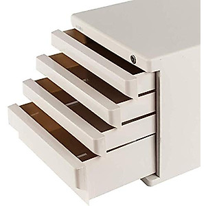 SHABOZ File Cabinets Multi-Function Storage Cabinet, Flat, Stationery Storage Box, Office Desk Cosmetics Plastic File Holder Memo Paper Plastic (White)