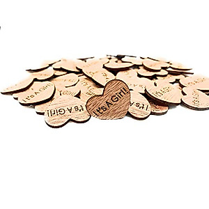 Wooden Heart Confetti ~ It's A Girl ~ Wood Hearts, Wood Confetti Engraved Love Hearts- Rustic Wedding Decor (100 count)