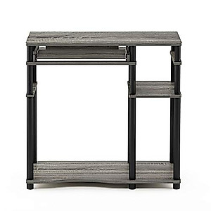 Furinno Abbott Computer Desk with Bookshelf, French Oak Grey/Black