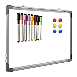 Dry Erase White Board 12" x 16" Hanging ,8 Magnetic Markers ，6 Magnets,Portable Writing, Drawing & Planning Small Whiteboard Easy to Clean Wall Whiteboard for Office School, Kids, Home