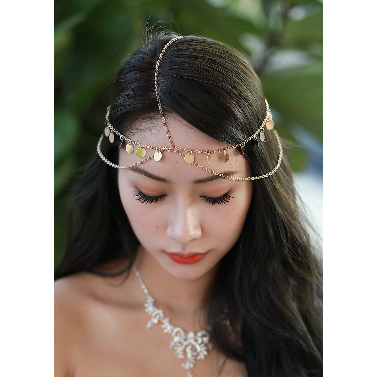 Missgrace Women Bohemian Gold Head Chain Headband Bridal Head Chain Wedding Headpiece Hair Jewelry Accessories for Bridal Hair Accessories