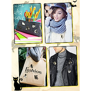 10 Pieces Cat Pins Cute Brooch Pin Set Kawaii Cat Backpack Pin Black Cat Book Brooch Gothic Aesthetic Cat Buttons for Backpacks Clothing Bags Lapel Jackets for Women Men DIY Presents