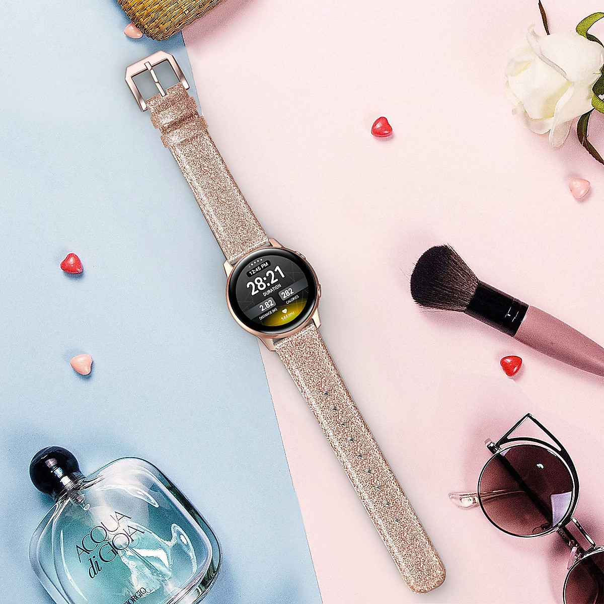 SWEES Compatible for Samsung Galaxy Watch 5 Band 40mm 44mm / Galaxy Watch 5 Pro Band 45mm / Galaxy Watch 4 Band, 20mm Slim Thin Genuine Leather Replacement Bands for Galaxy Watch 4 Classic Women Men