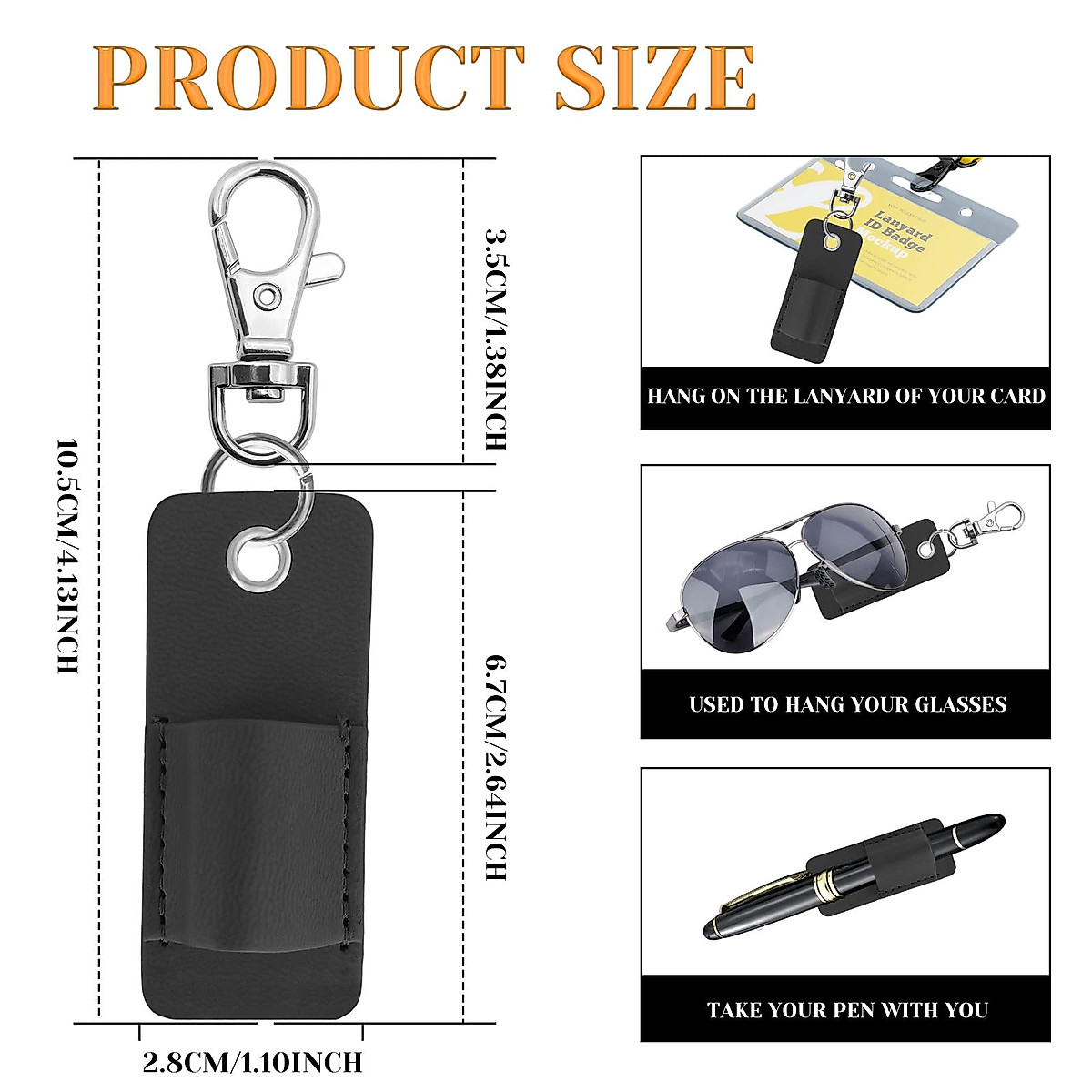 2 Pieces Pen Lanyard Holder, Pen Holder for Lanyard Pen Holder for Clipboard with Clip PU Leather Exquisite Workmanship Anti-lost Leather Pen Holder for Badge Clipboard (Black and Brown)