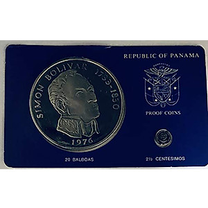 PA 1976 Republic of Panama Proof Coins Simon Bolivar .925 Silver Box & COA Proof