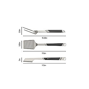 Everdure by Heston Blumenthal Premium Pack of 3 BBQ Tool Kit: Brushed Stainless Steel Tongs, Spatula and Fork with Soft Grip Handles and Hang Zone