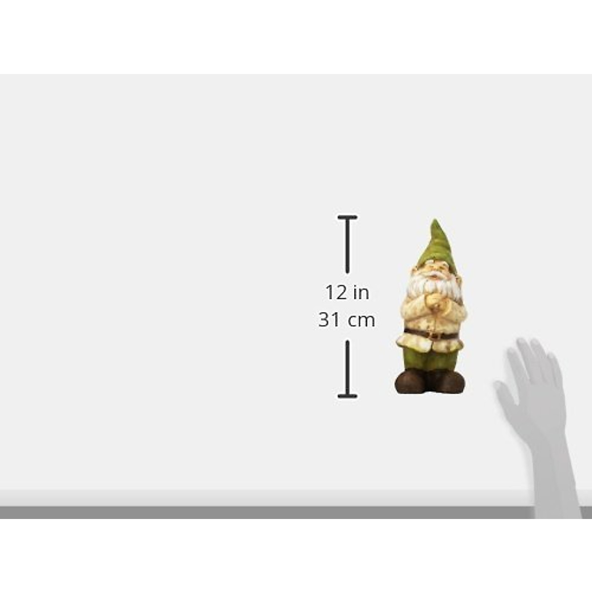 Alpine Corporation 12" Tall Outdoor Garden Gnome Folding Hands Yard Statue Decoration