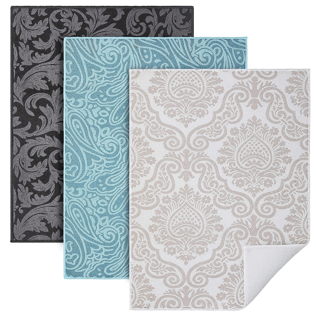 STARHOO Dish Drying Mat for Kitchen Counter Large Size 15 x 20 Inch Absorbent Dish Drying Pad Machine Washable 3 Pack