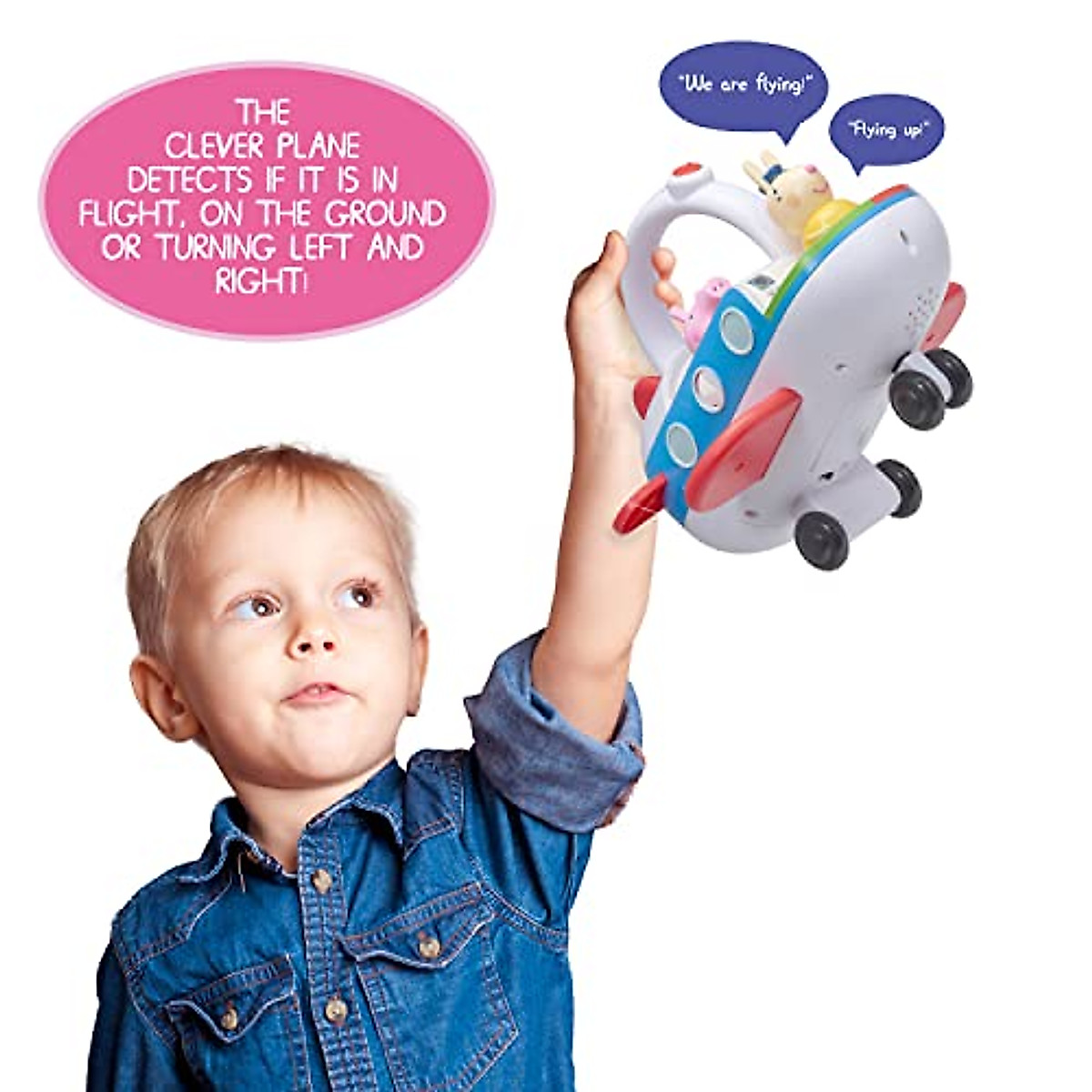 WOW! STUFF Peppa Pig Toys Clever Plane | Pre-School Learning Interactive Toy | 25+ Lights, Sounds and Phrases | Reacts to Motion Detection | for Toddlers Both Girls and Boys Ages 3+, White