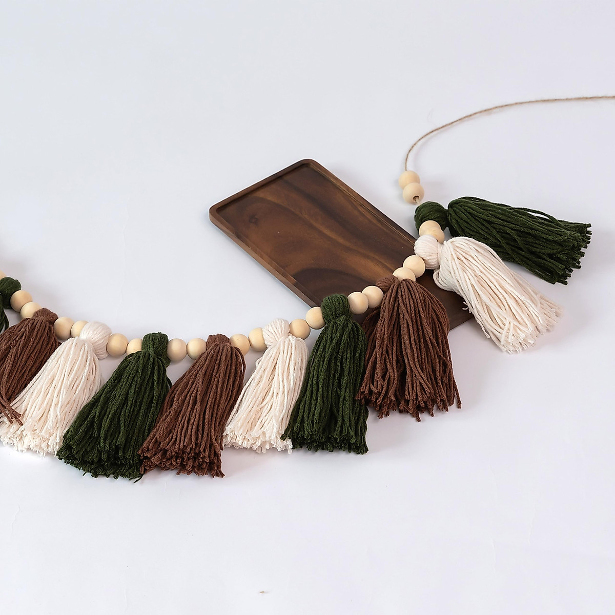 1st Boy High Chair Banner - Earth Tones Yarn Tassel Garland, Woodland First Birthday Decoration, Cake Smash Garland, Adventure Awaits Birthday (Neutral Banner)