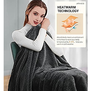 Elegear Fleece Throw Blanket Queen Size, 350GSM Super Soft Fuzzy Blanket with Jacquard Weave Design, Lightweight Flannel Cozy Blanket for All Season, for Bed/Sofa/Couch/Office/Travel - 90"x90", Gray