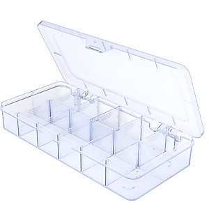 YUGOOD Large Clear Organizer Box,12 Grids Tackle Box Organizer with Removable Dividers for Bead Organizer Box Small Parts,Crafts(Size10.23 x 5.31 x 1.7in)