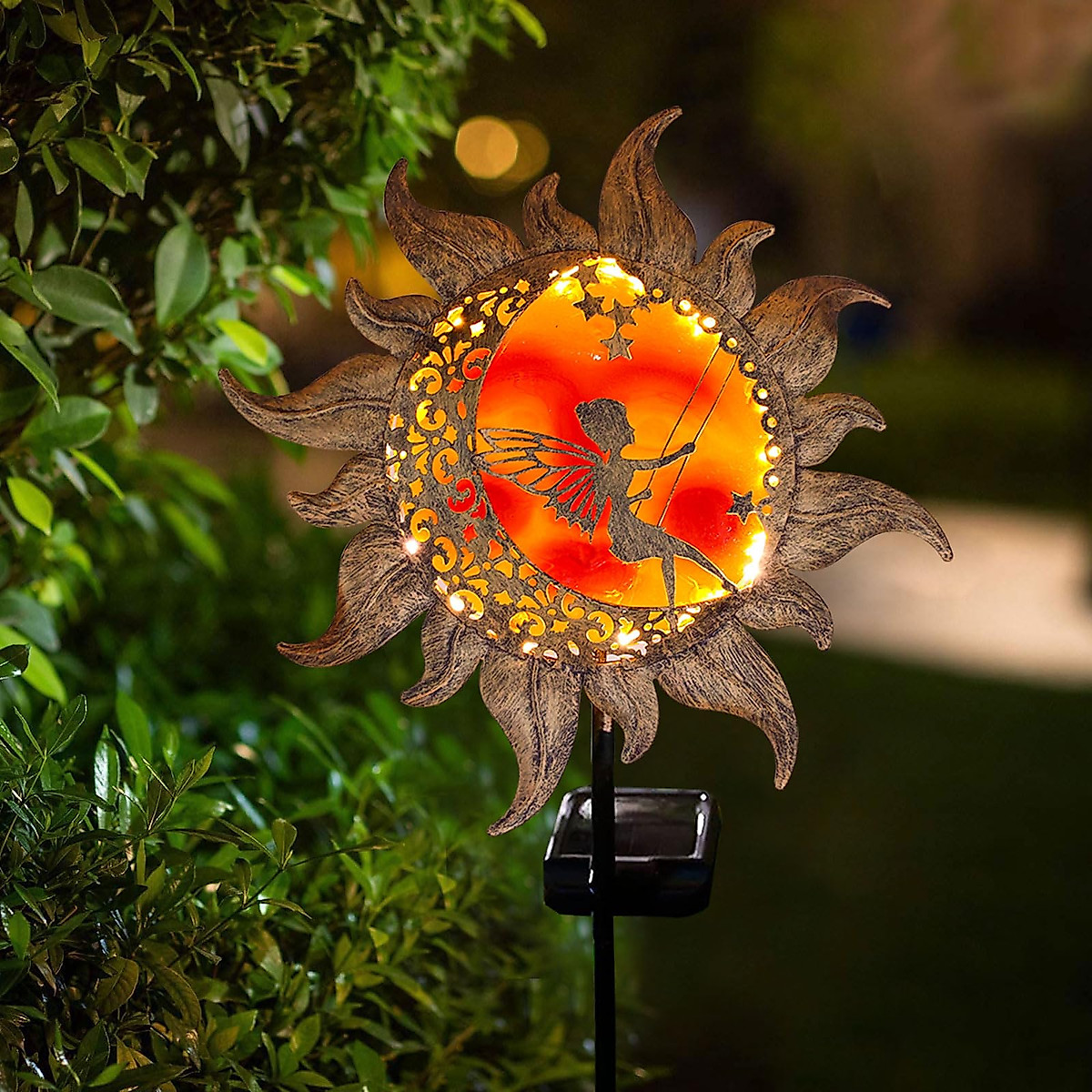 YJFWAL 2 Pack Frog Solar Lights Outdoor Frog Garden Decorations with Solar Lights Metal Frog Solar Stake Lights Waterproof Solar Powered Light for Patio, Backyard, Pathway Decor Halloween Decor