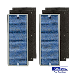 PUREBURG MS18 True HEPA Replacement Filter Set Compatible with Membrane Solutions MS18 Air Purifier, H13 4-Stage Filtration Activated Carbon Air Clean Dust VOCs Odor,2-Pack