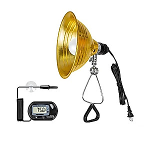 Simple Deluxe 5.5 Inch/8.5 Inch Aluminum Reflector E26 Socket Clamp Light with a Digital Aquarium Thermometer or 2700K LED Bulb