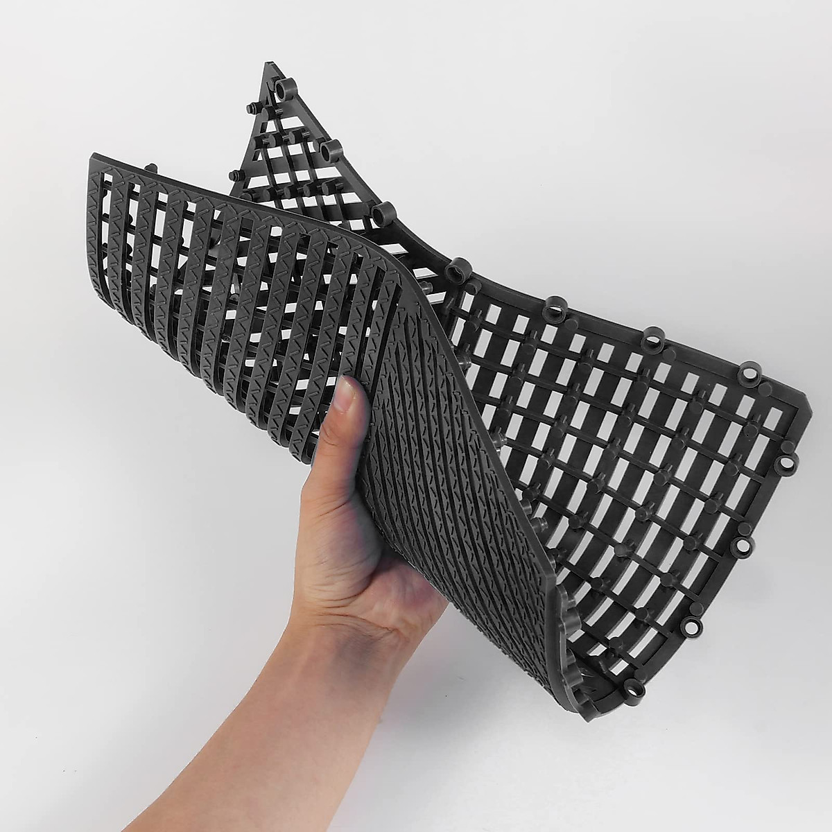 smabee 12Pcs PVC Interlocking Non-Slip Cushion Floor Tile Drain Mat 11.8" x 11.8" for Pool Kitchen Home Deck Boat Patio Balcony (Dark Gray)