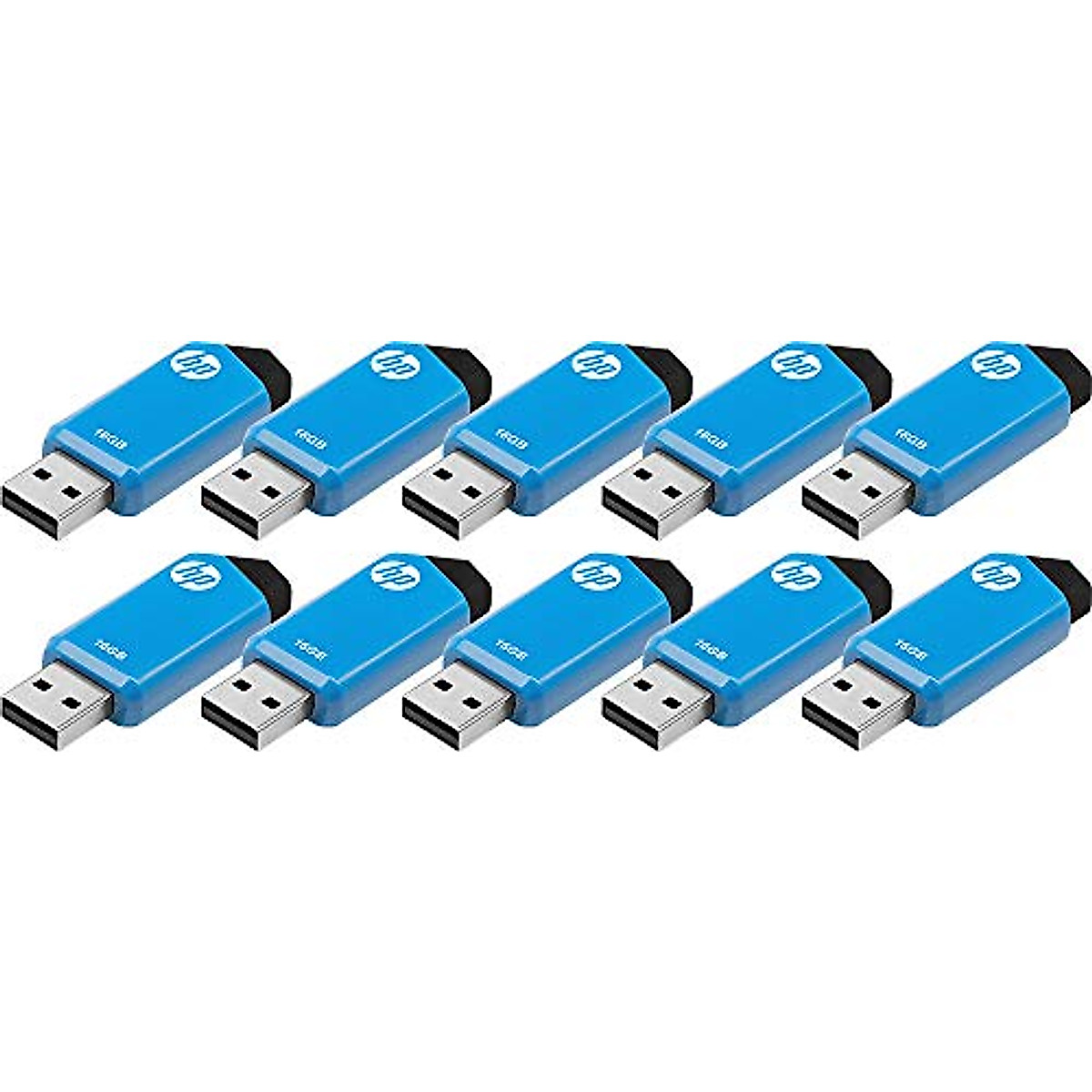 HP 16GB v150w USB 2.0 Flash Drive 10-Pack, Blue