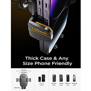 LISEN Phone Mount for Car [Ultla Stable] Phone Holder for Car Vent[Never Blocking] Steel Hook Clip Car Phone Holder Mount for iPhone 15 14 13 Pro Samsung Galaxy S223/S22/S21 All Phones