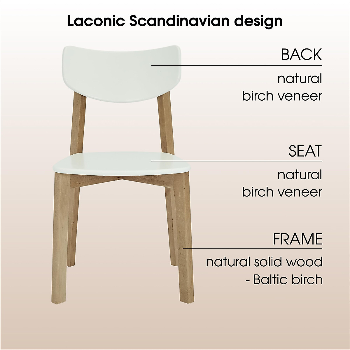 DAIVA CASA Wooden Chair Set of 2 - Vega - Chair with Wooden Seat and Back, Brown - Modern Scandinavian Furniture for Kitchen, Dining Room, Living Room, and More