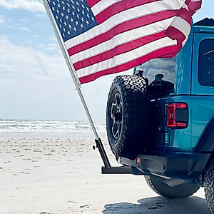 DenForste Hitch Flag Pole Holder - Flagpole Hitch Mount Universal Fit for Trailer Truck Jeep RV Pickup - Angled Flag Pole Holder Compatible with 2 inch Hitch Receivers