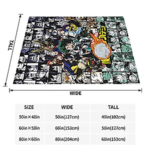 Throw Blanket for Couch Cartoon Characters Soft Cozy Deku Blanket Soft Plush Fluffy Warm Cozy Anime Fans Blanket for Bed Sofa Camping Travel 50''X40''
