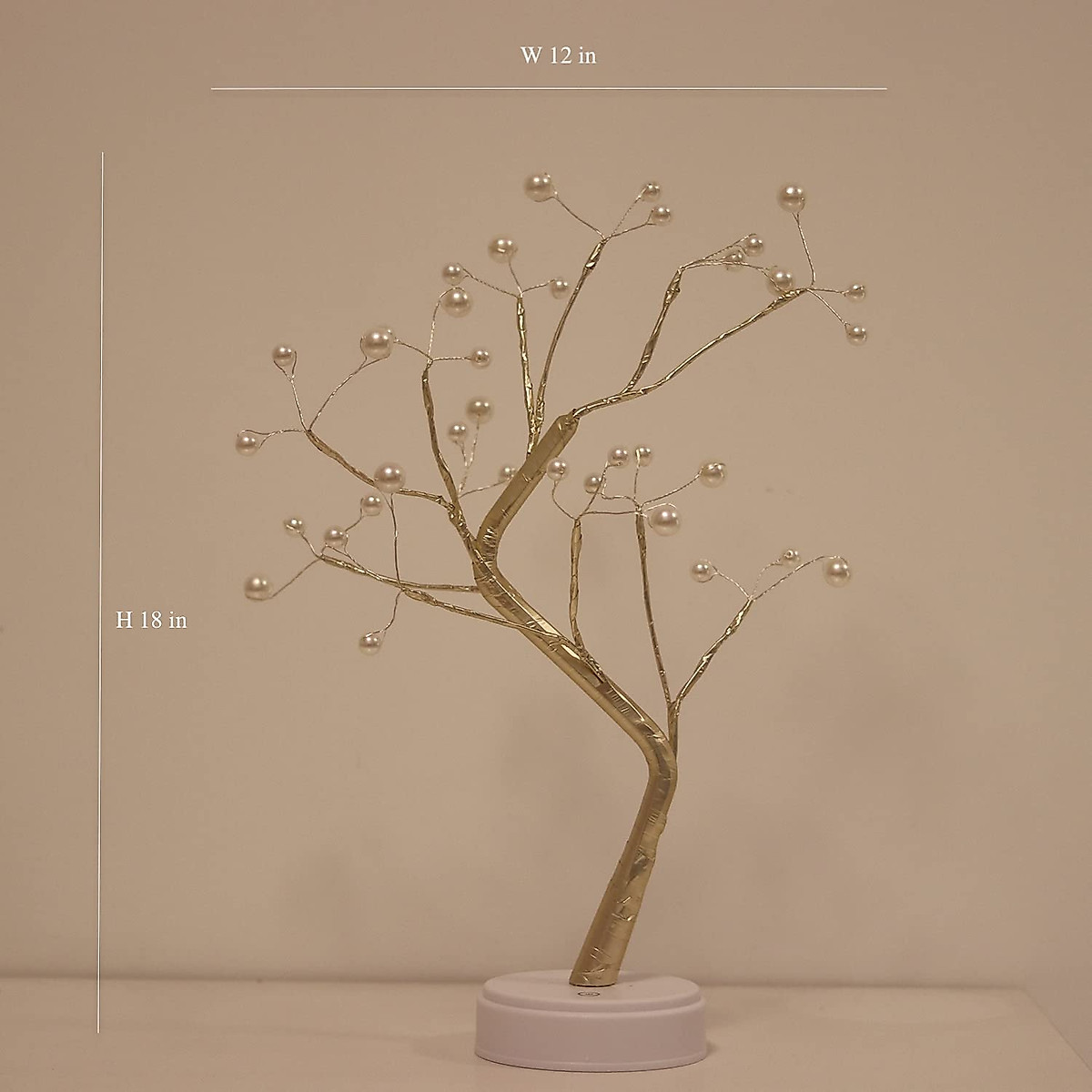 Bonsai Lighted Tree Table Top LED Shimmer Tree Light Battery & USB Powered Touch Switch Lit Pearl Branch Lights for Holiday Home Decorative Twinkling Tree Fairy Light Spirit Tree (TLGWW-P36)