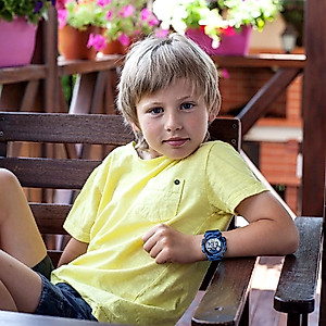 GOLDEN HOUR Watches for Kids Digital Sport Waterproof Boys Watch Outdoor 12/24 H Alarm EL Backlight Stopwatch Military Child Wristwatch Ages 3-15 (Camouflage Dark Blue)