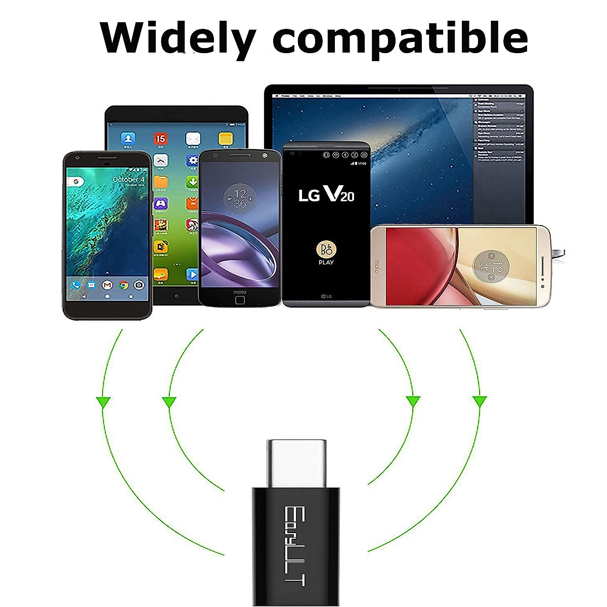 EasyULT USB C Adapter [2-Pieces] USB Type C to Micro USB Connector Adapter for New i/Pad, Samsung Galaxy S9/S8/Note 9/8, Huawei P40/Mate 20/10, LG etc (White Black)