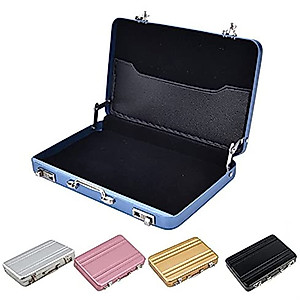 Kangsanli Metal Mini Briefcase Card Holder Case Box,Business Card Organizer for Man and Woman,Card Case Id Holders Luxury Credit Card Holder（Blue）