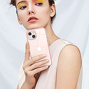 MATEPROX Compatible with iPhone 13 case Clear Thin Slim Crystal Transparent Cover Shockproof Bumper Case for iPhone 13 6.1" 2021(Pink)