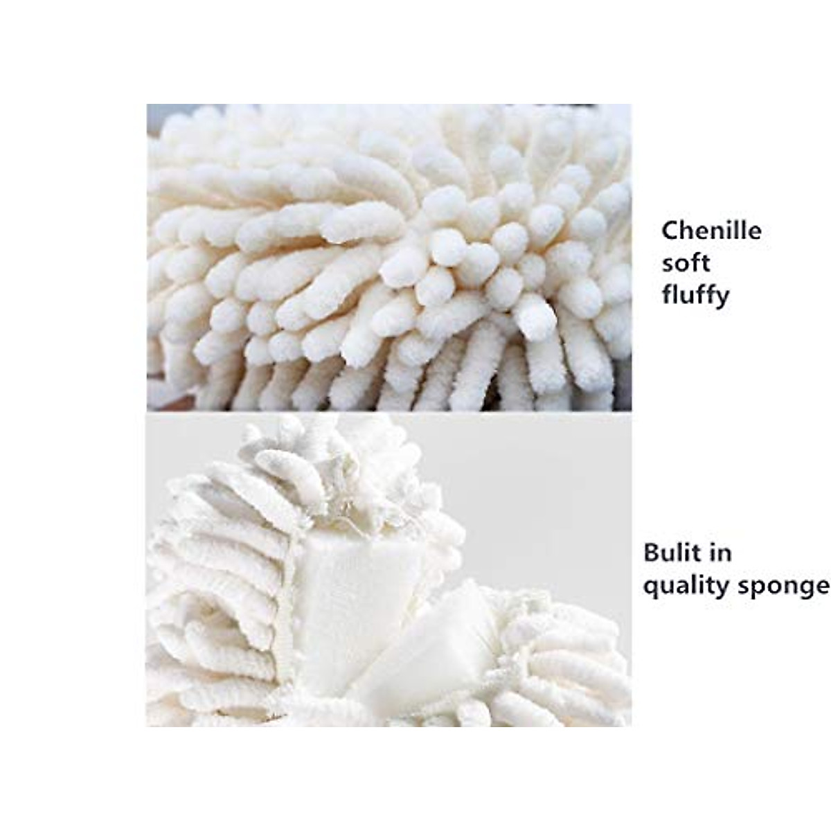 Ivymei 2 Pack Chenille Hand Towels,Hanging Kitchen Hand Towels,Bathroom Hand Towels with Loop,Quick Dry Cloths for Cleaning,Soft Absorbent Microfiber Hand Towels(Grey+White)