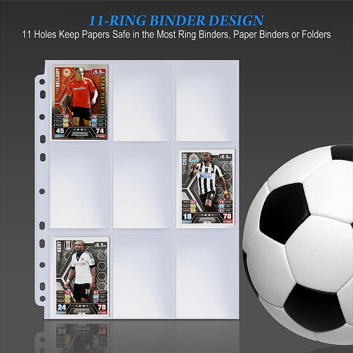 Double-Sided 576 Pockets Trading Card Sleeves Pages - Baseball Card Sleeves Fit 3 Ring Binder, 9 Pocket Page Protector for Standard Size Cards, Sport Cards, Game Cards, Business Cards 32 Pack