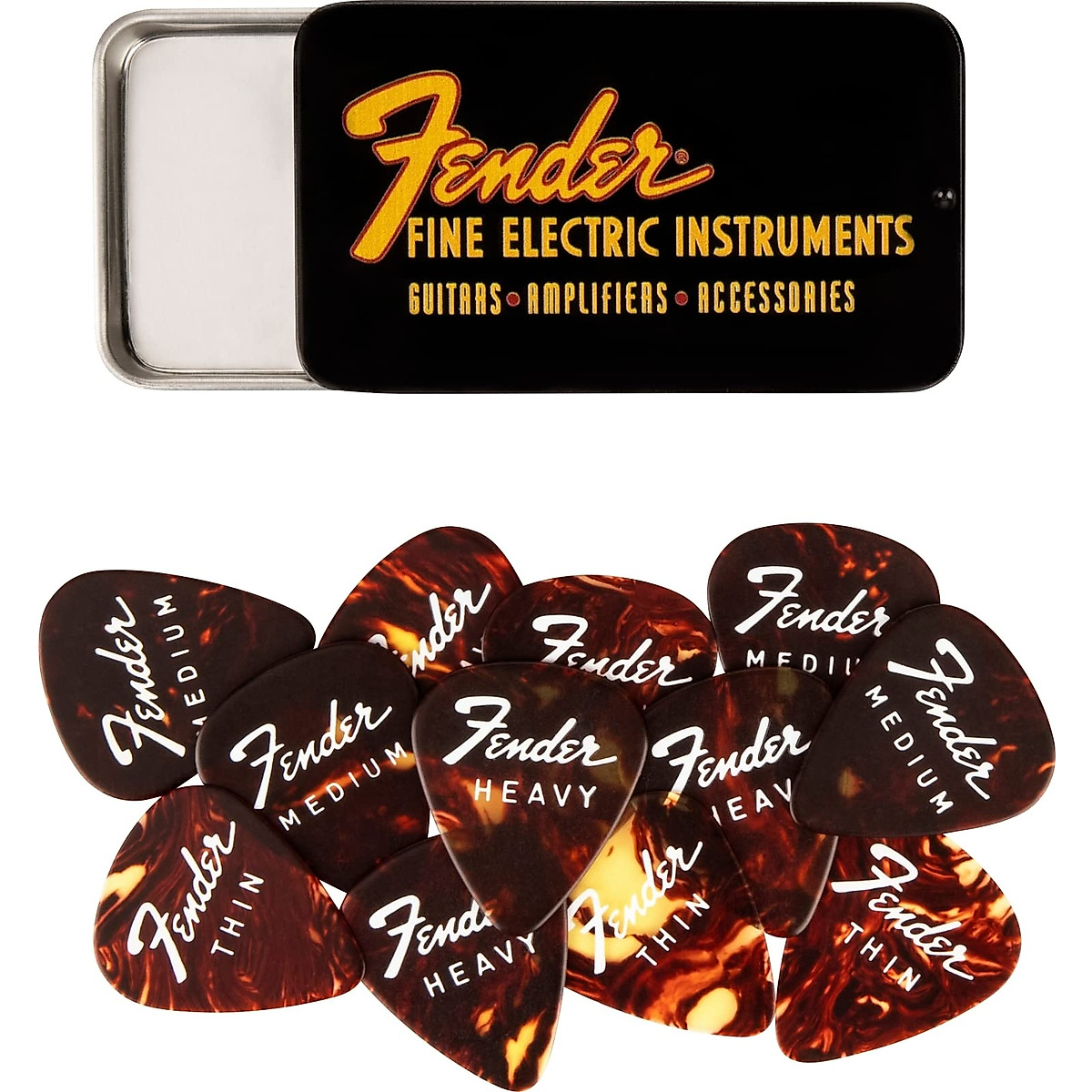 Fender Fine Electric Guitar Picks 351 Shape, 12-Pack Tin