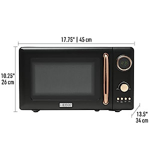 Haden 75049 Vintage Retro 0.7 Cubic Foot/20 Liter 700 Watt Countertop Microwave Oven Kitchen Appliance with Turntable, Pull Handle, and 5 Power Levels, Black/Copper