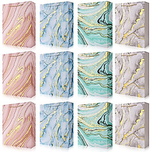 Lancool 12Pack Gift Bag, Gift Bags Small Size, Premium Marble Gift Bags Medium Size, Gift Bags Small Size Bulk, 4 Assorted Designs Foil Gift Bags for Fathers Day, Baby Shower, Birthday, Wedding, Party Favors, 9.25Inch