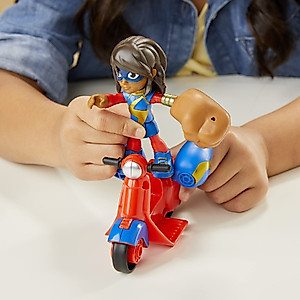 Marvel Spidey and His Amazing Friends Ms.Marvel Action Figure and Embiggen Bike Vehicle, Preschool Toy for Kids Ages 3 and Up