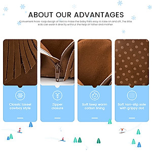 Meckior Baby Girls Cowboy Tassel Boots Side Zipper Moccasins Soft Bottom Non-Slip Toddler Shoe