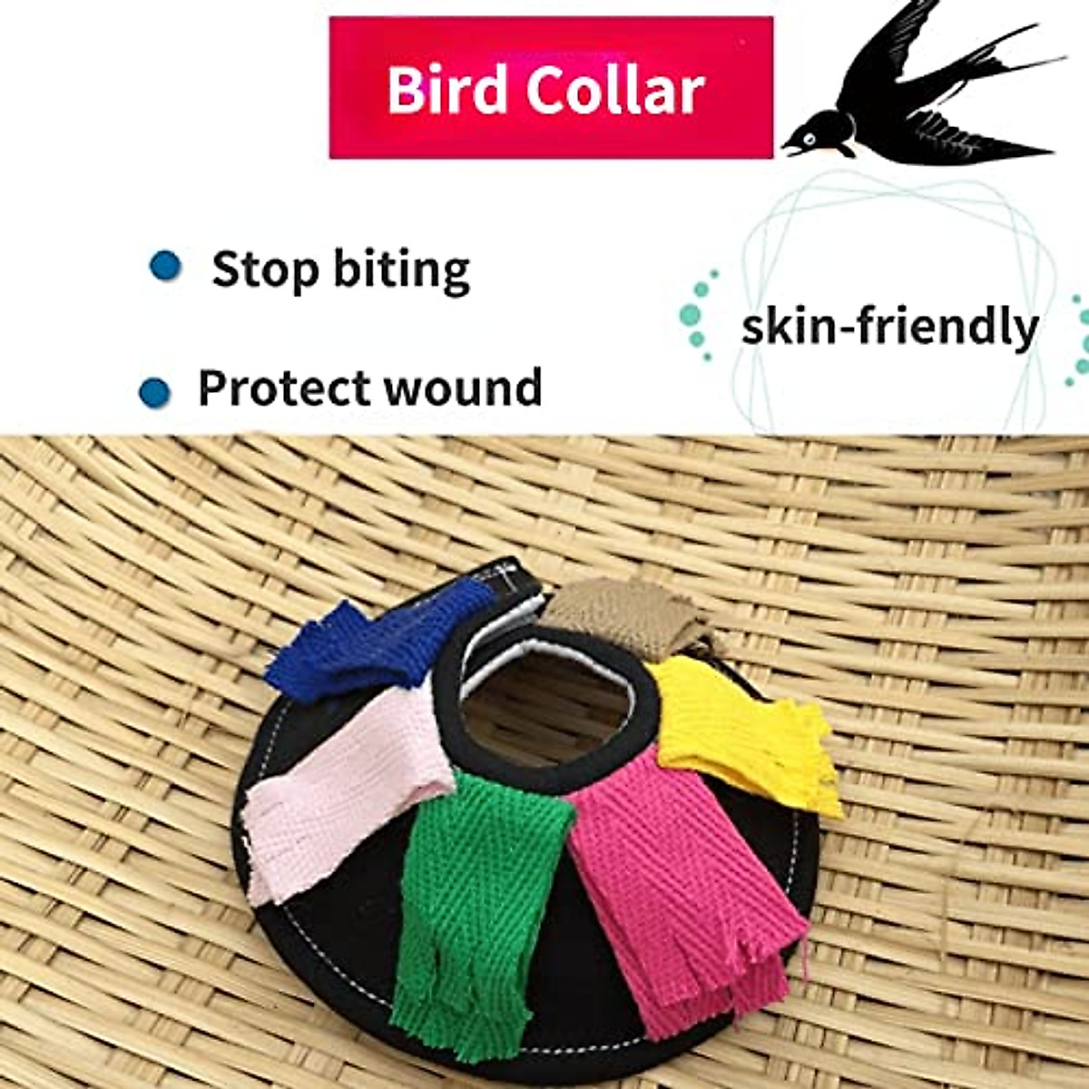 Adjustable Bird Collar Anti Bite Elizabethan Recovery Cone, Bird Neck Protector for Feather Plucking, Skin-Friendly Bird Neckwear Full Body Shield for Parakeet Conure Cockatiel (M)