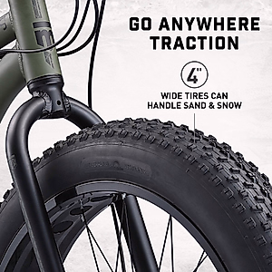 Mongoose Argus Trail Fat Tire Mountain Bike for Adult Men Women, 26-Inch Wheels, Mechanical Disc Brakes, 19-Inch Large Aluminum Hardtail Frame, 16-Speed, Green