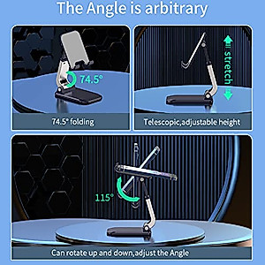 Fanlory Foldable Phone Stand for Desk - Adjustable Height Cell Phone Holder Portable Cellphone Cradle Desktop Dock Compatible with iPhone 13 Pro Max Mini, 12 11 XR X 8 7 6 Plus SE, 4-8'' Smartphone