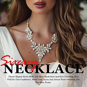 Sixexey Rhinestone Choker Necklaces Silver Neck Chain Sparkly Tassel Necklace Dainty Party Prom Necklace Jewelry for Women