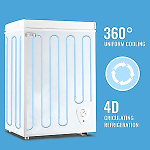 WANAI Small Chest Freezer 3.5 Cu.Ft Compact Chest Freezers with 7 Settings Temperature Adjustable, Small Deep Freezer with Removable Basket, Suitable for Home Kitchen Office Dorm Apartment,White