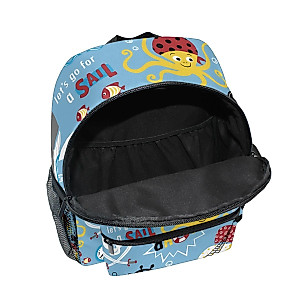 ODAWA Cartoon Pirates Elements Kids Backpacks with Name Tag Kindergarten Toddler Backpack