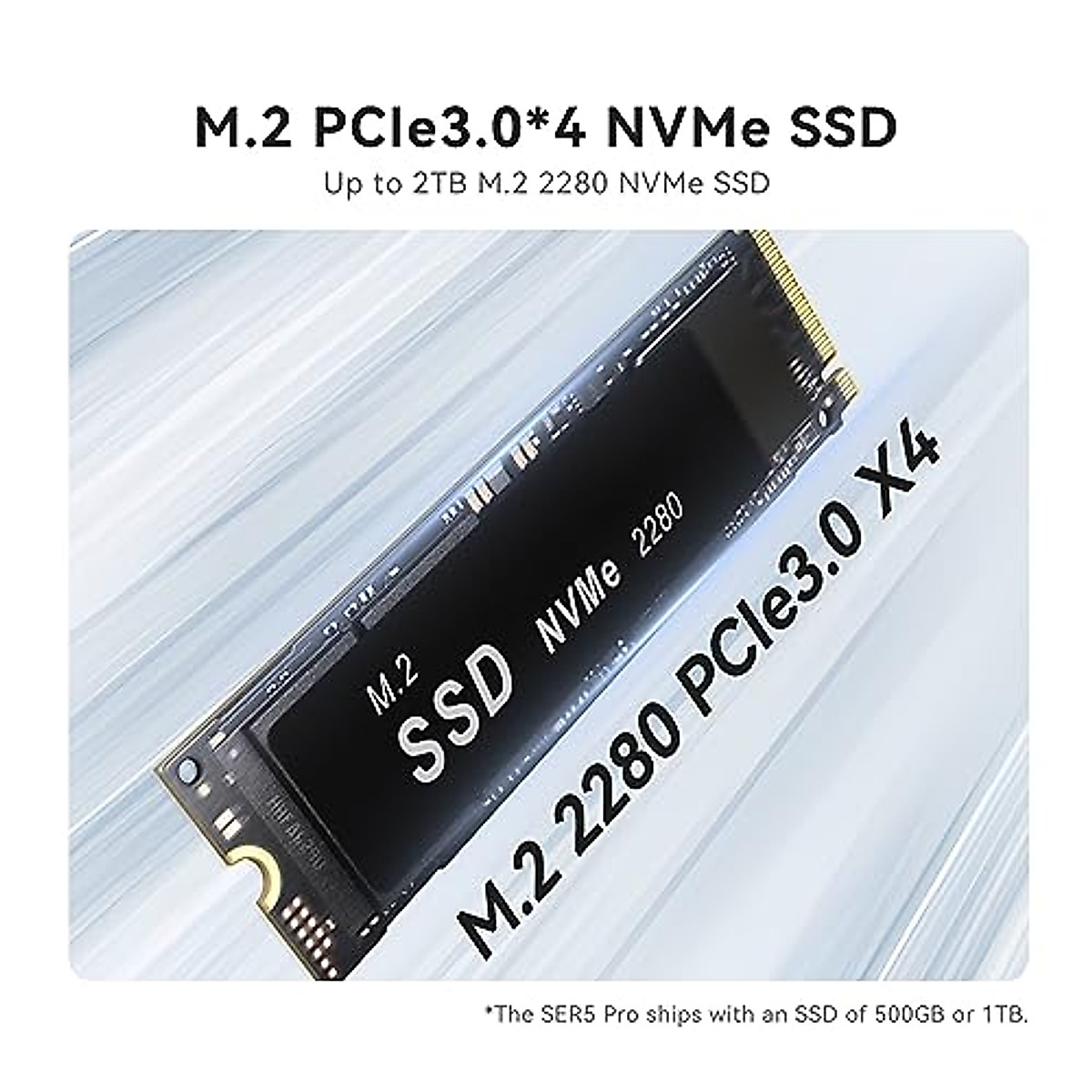 Beelink Mini PC, AMD Ryzen 7 5700U (8C/16T, up to 4.3GHz), 16GB DDR4 500GB M.2 NVMe SSD, SER5 Pro Mini Desktop Computer Support 4K@60Hz Triple Display/DP1.4/HDMI/Type-C/WiFi 6/BT5.2/Gaming/Office/Home